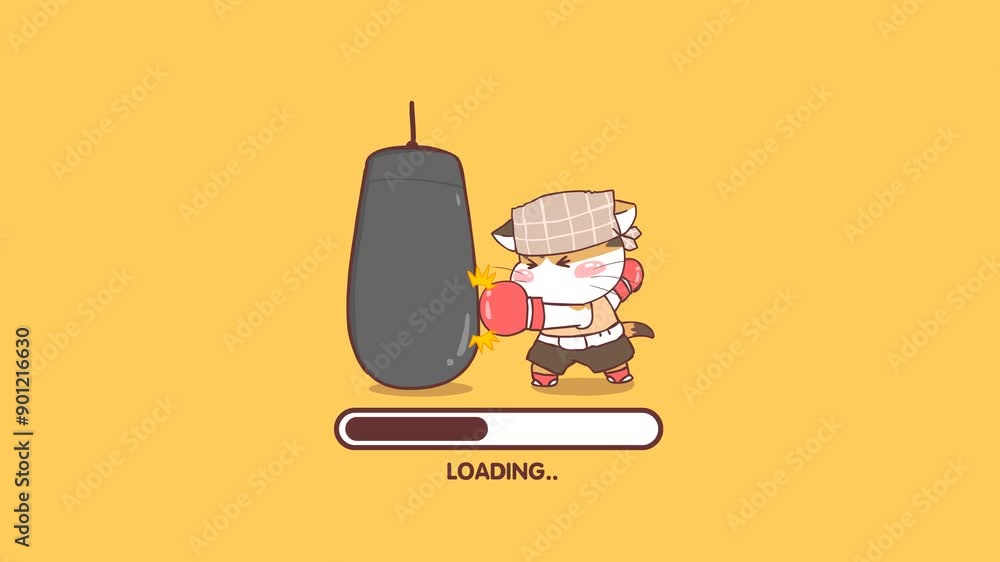 Loading Cartoon Animation Video on Yellow and Green Screen Background ...