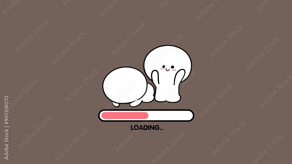 Loading Cartoon Animation Video on Brown and Green Screen Background ...