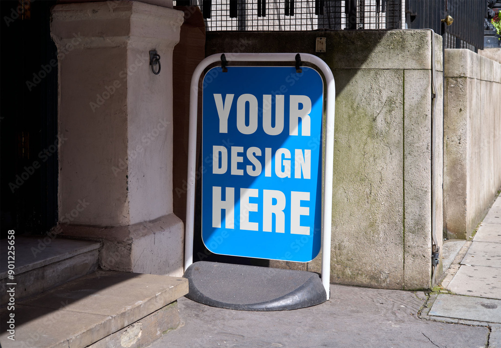 Mockup Of Vertical Customizable Freestanding Sign Outside Building ...