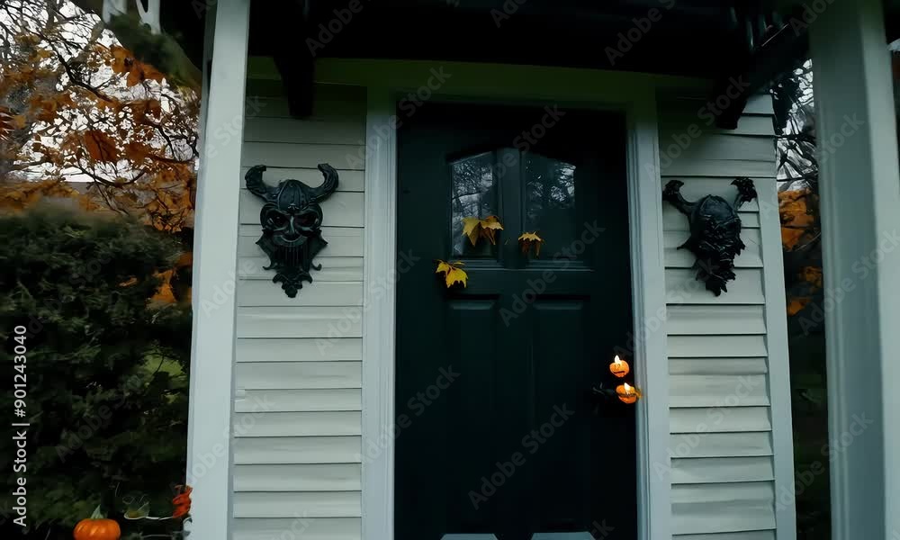 Spooky Halloween Door Decor: A haunting welcome with two menacing black ...