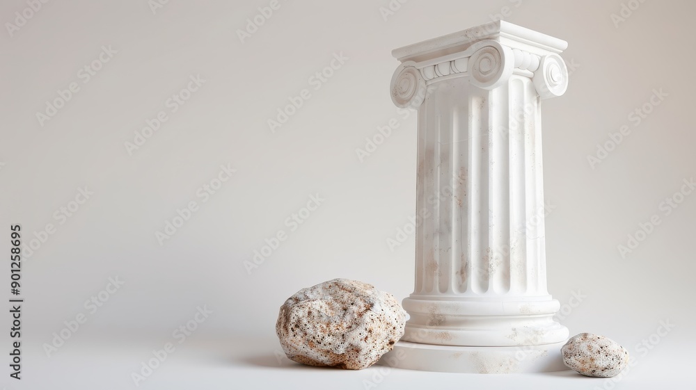 Ancient Greek column pillar in 3D, Roman stone texture, white ...