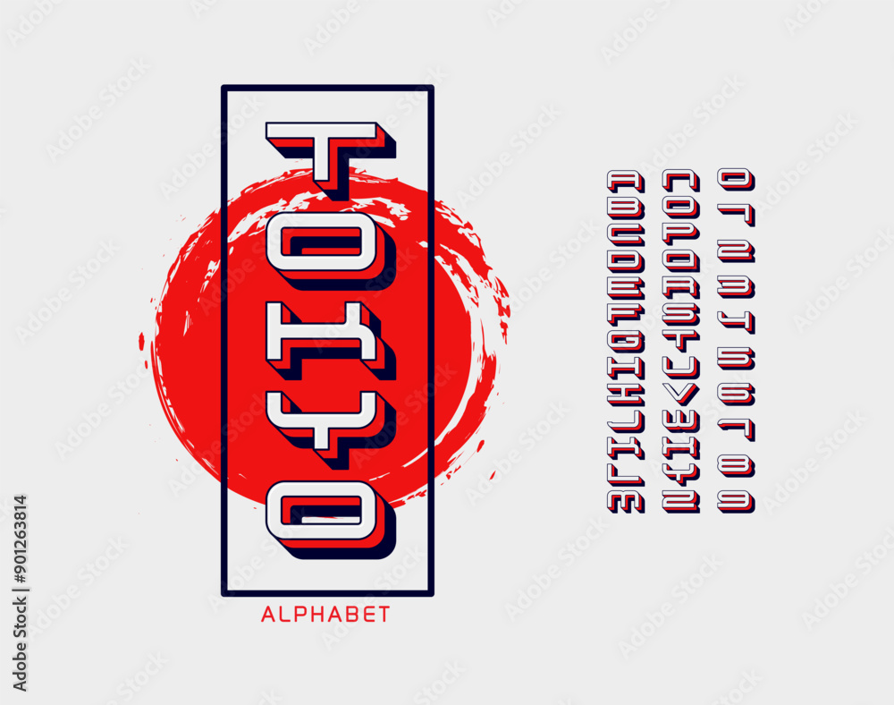 Vetor de Asian font and alphabet from English letters and numbers ...