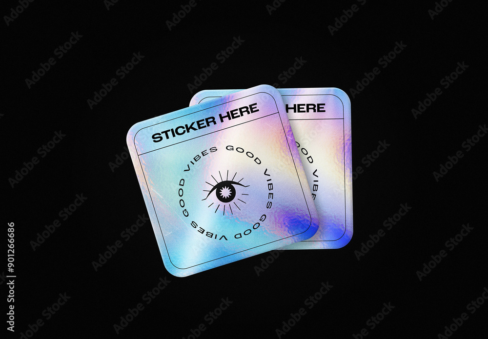 Square Holographic Sticker Mockup Stock Template | Adobe Stock