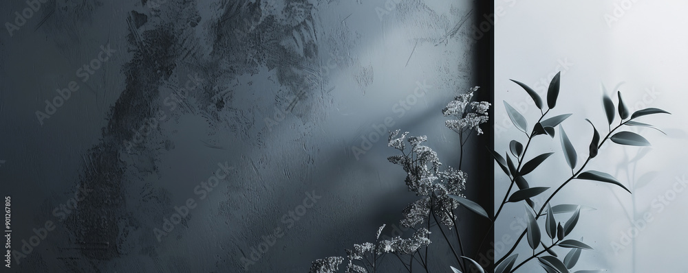 A sleek dual-color background transitioning from light gray to deep ...