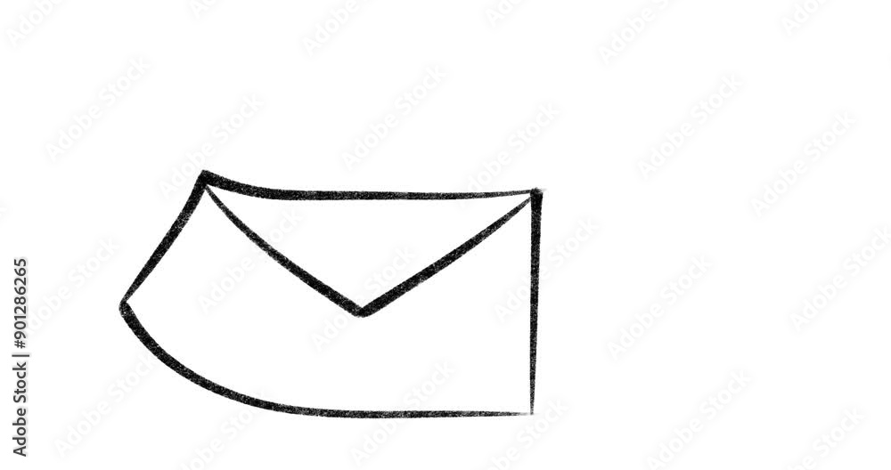 Sent mail animation on a transparent background. Hand drawn, pencil ...
