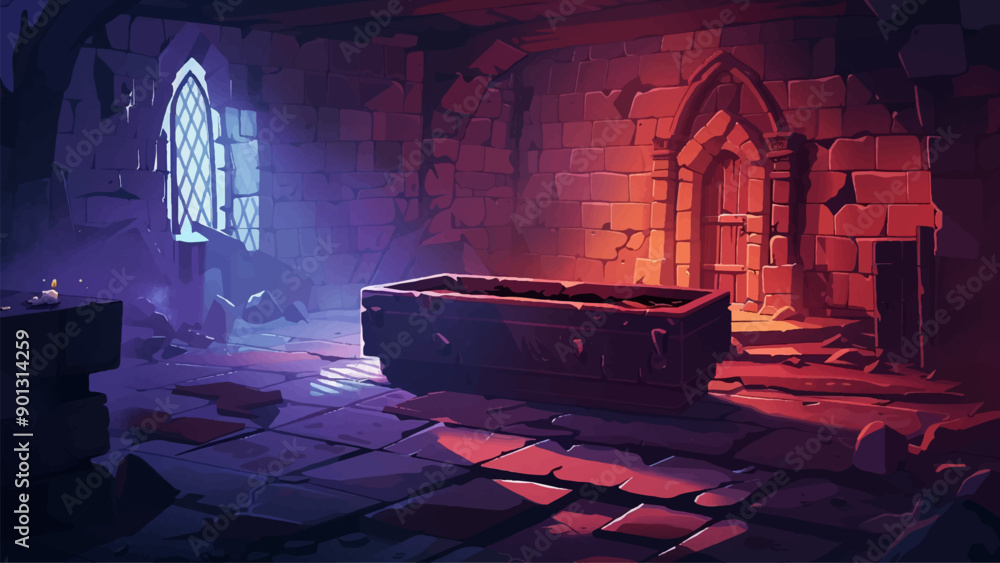 Vampires Crypt with Coffin Cartoon Environment Adventure Mobile Game ...