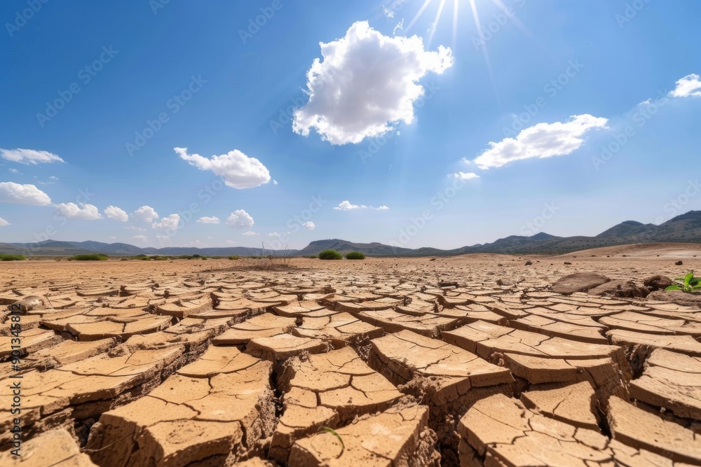 A depiction of parched land illustrating scarcity and water deficit ...