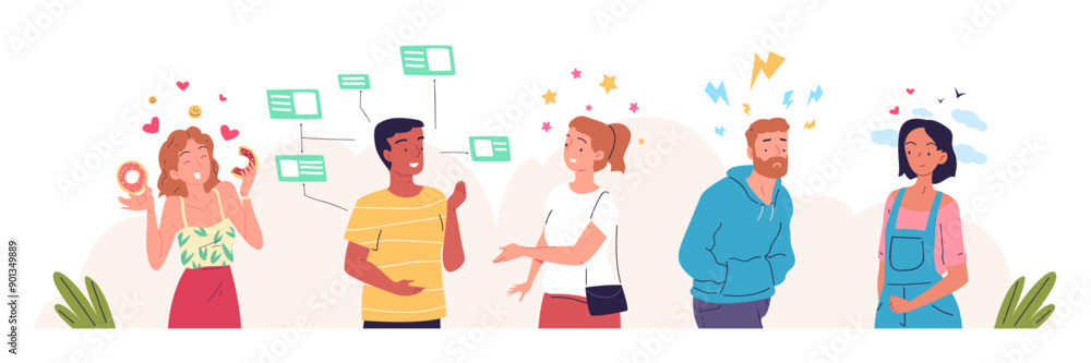 People thoughts types. Man woman different mental personality, human ...