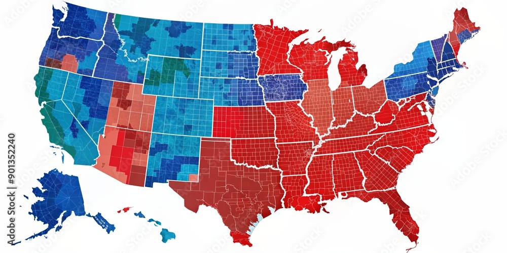 Vibrant, high-contrast map of the United States highlighting key ...