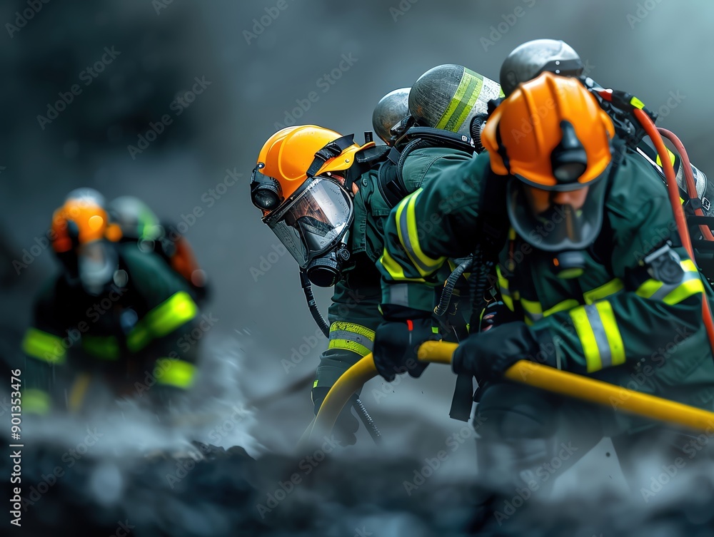 Stunning image of firefighters working in perfect coordination ...
