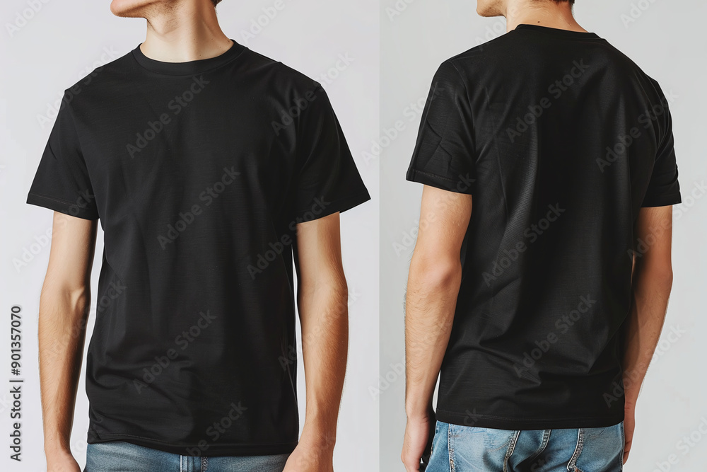 Plain Black Shirt Front And Back T Shirt Premium Kwaliteit | Bedrukken
