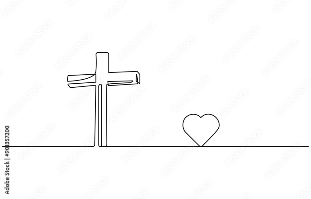 Jesus Christ cross in one continuous line drawing, Christian cross ...