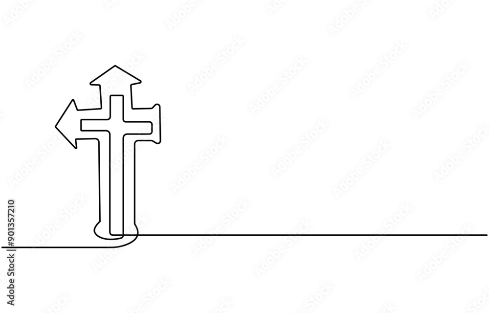 Jesus Christ cross in one continuous line drawing, Christian cross ...