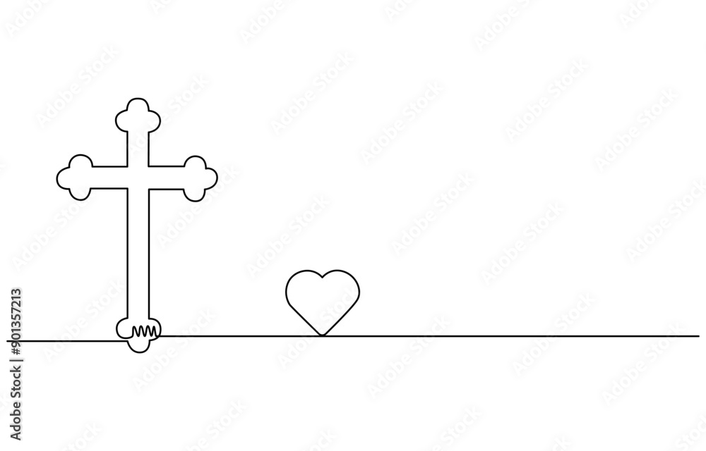 Jesus Christ cross in one continuous line drawing, Christian cross ...