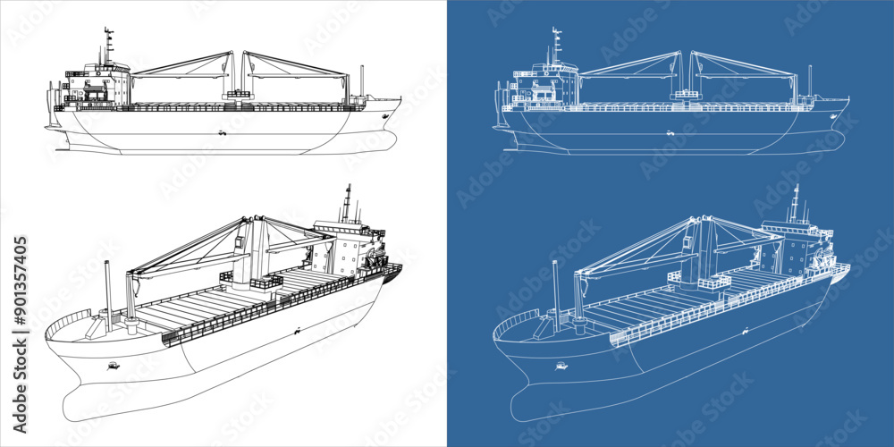 Set Container Cargo ship. Shipping Nautical Vessel International ...