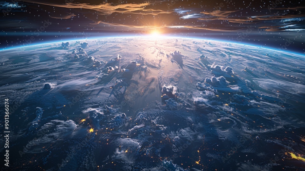 Realistic Space Scene Captured with Shallow Focus, Featuring Stars and Nebulae. Photorealistic ...