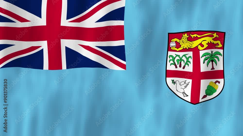 Fiji flag country animation 3D symbol design waving in wind movement ...