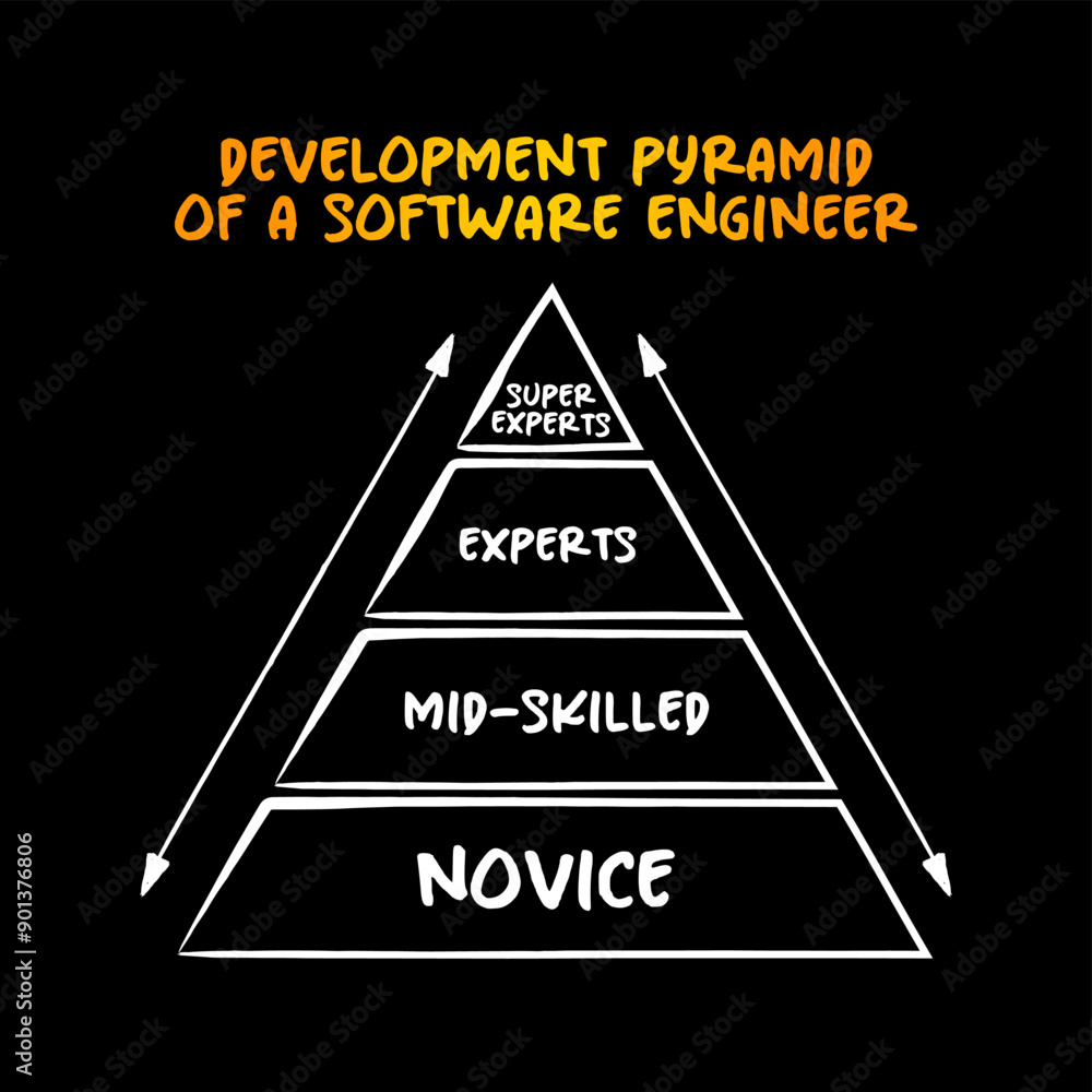 Development Pyramid of a Software Engineer - four main levels - Novice ...
