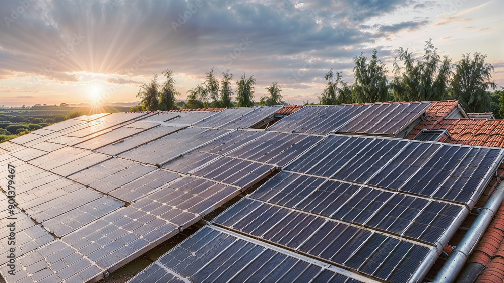 Panel solar energy photovoltaic power roof sun home cell system green ...