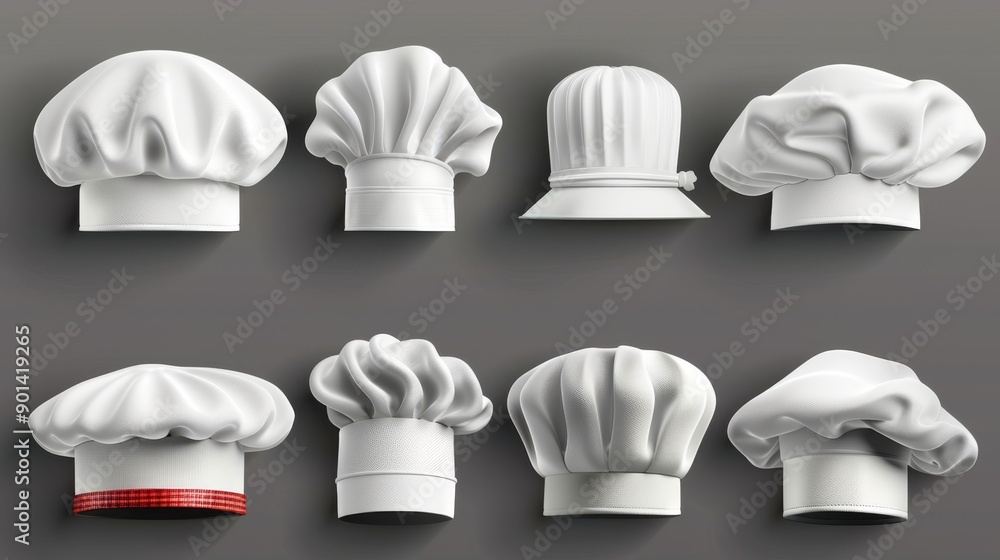 Realistic chefs hats. Professional cooks toques, isolated headgears ...