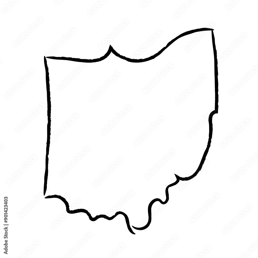 Ohio hand drawn map. Simple US state outline sketch map. Doodle style ...