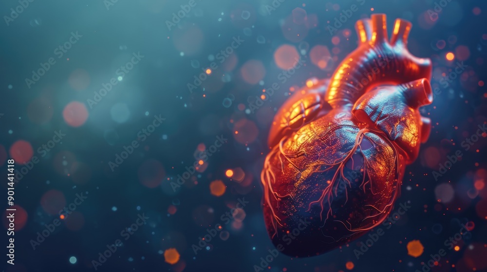 Human Heart on a Luminous Medical Background for Educational Purposes ...