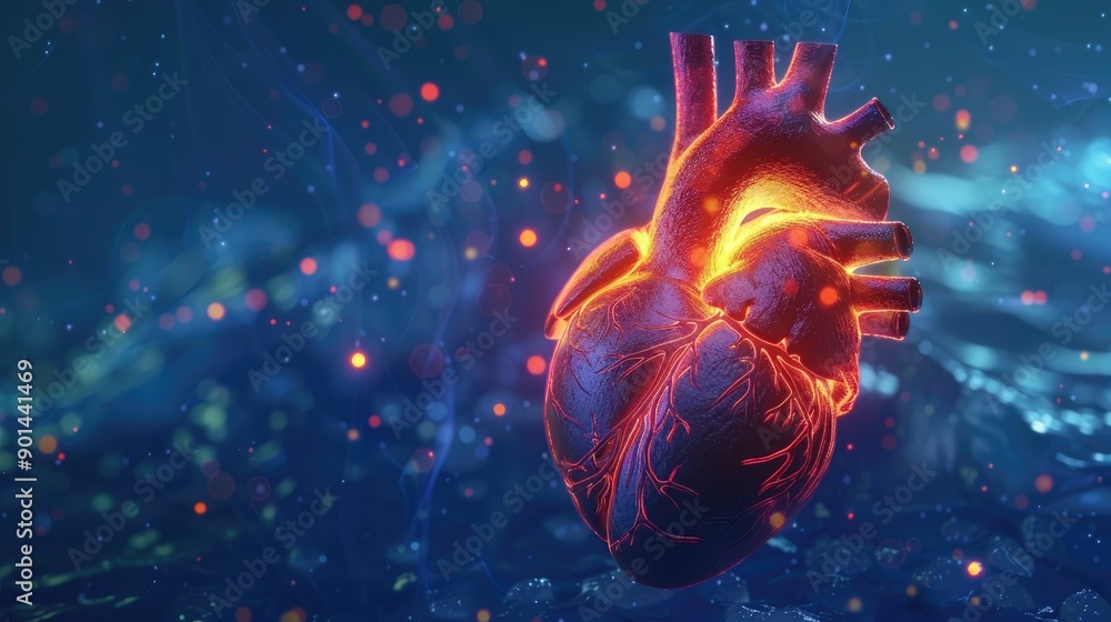 Human Heart on a Luminous Medical Background for Educational Purposes ...