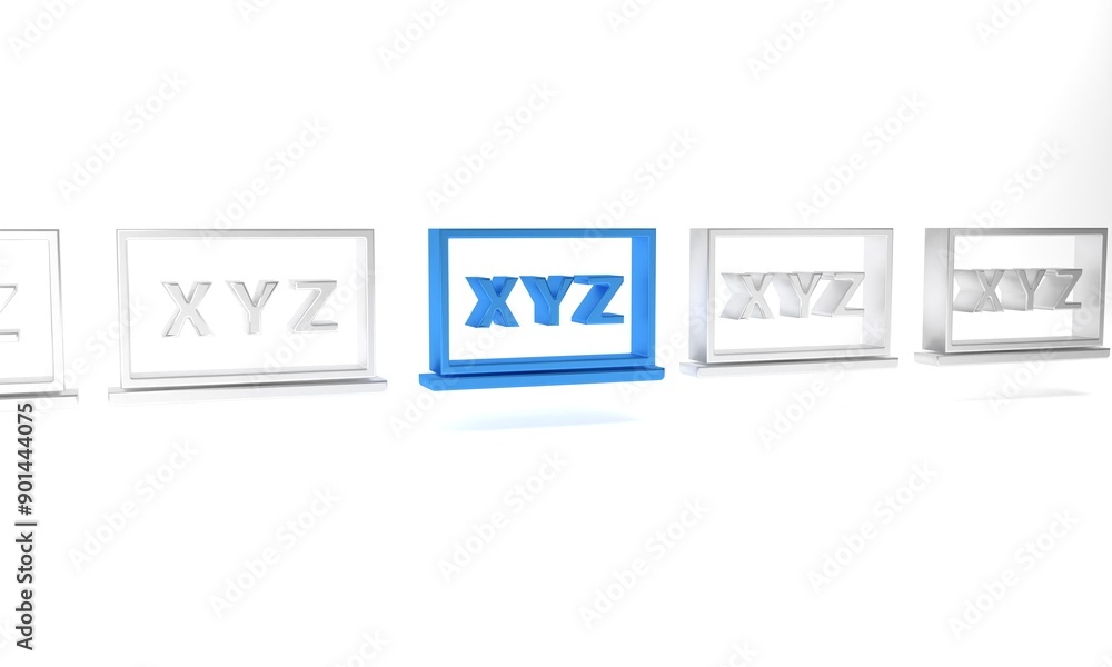 Blue XYZ Coordinate system on chalkboard icon isolated on white ...