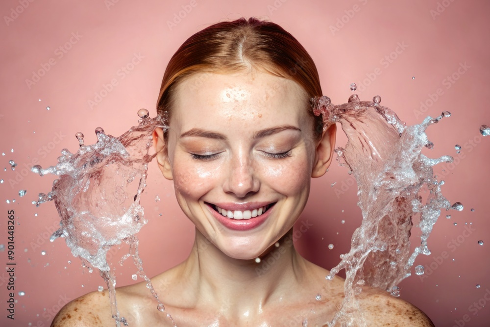 skin moisturizing and hydration concept. smiling woman with freckles ...