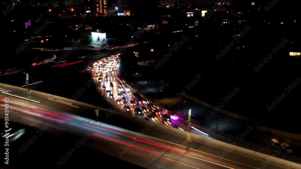 night aerial footage of karachi downtown, karachi Saddar Town, lies in ...