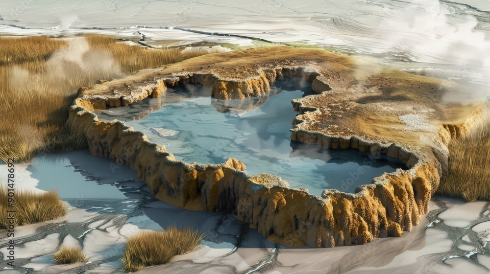 Diagram of a hot spring, showing the geothermal processes that heat ...