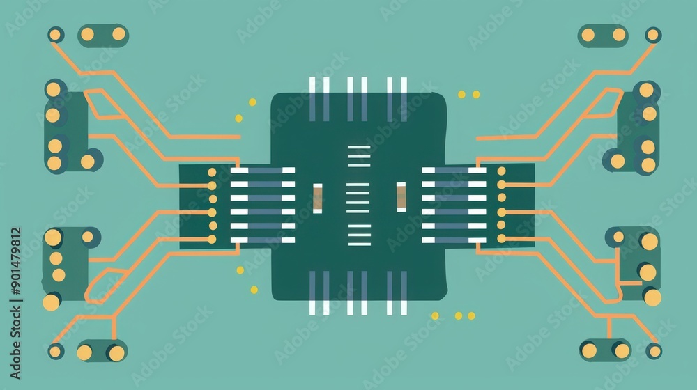 ภาพประกอบสต็อก Diagram of a NAND gate circuit, highlighting how the ...