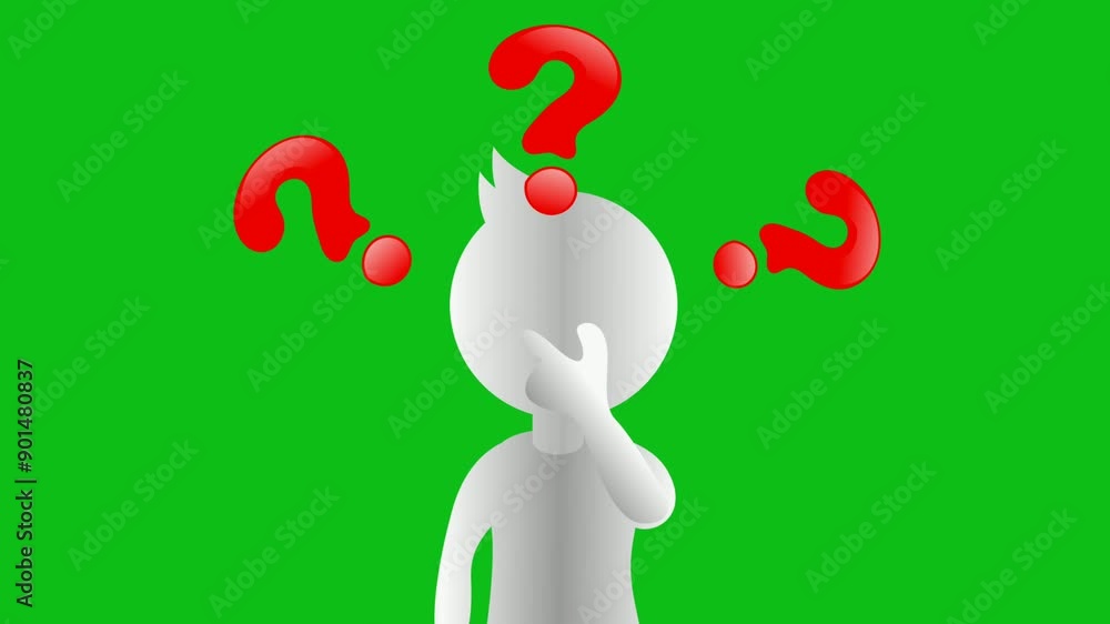Animated people with question mark or confusion mark on green screen ...