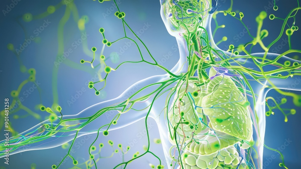 Photo & Art Print Diagram of the lymphatic system, depicting the lymph ...