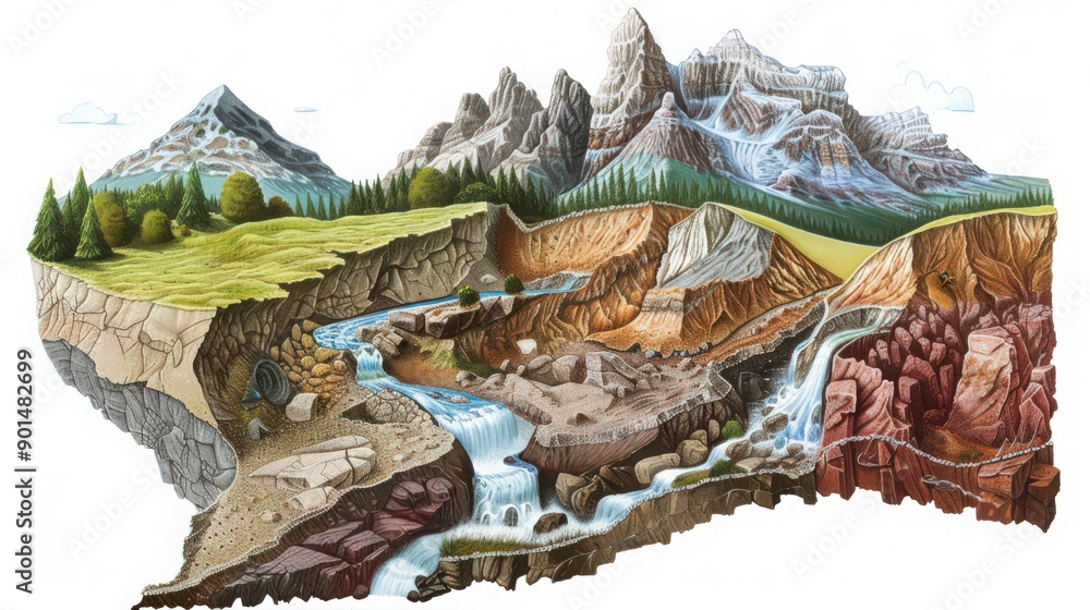 Diagram of the rock cycle, showing how igneous, sedimentary, and ...