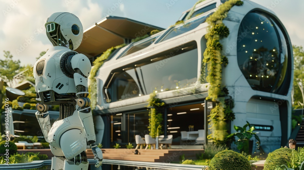 Showcase robots constructing an eco-friendly home using sustainable ...
