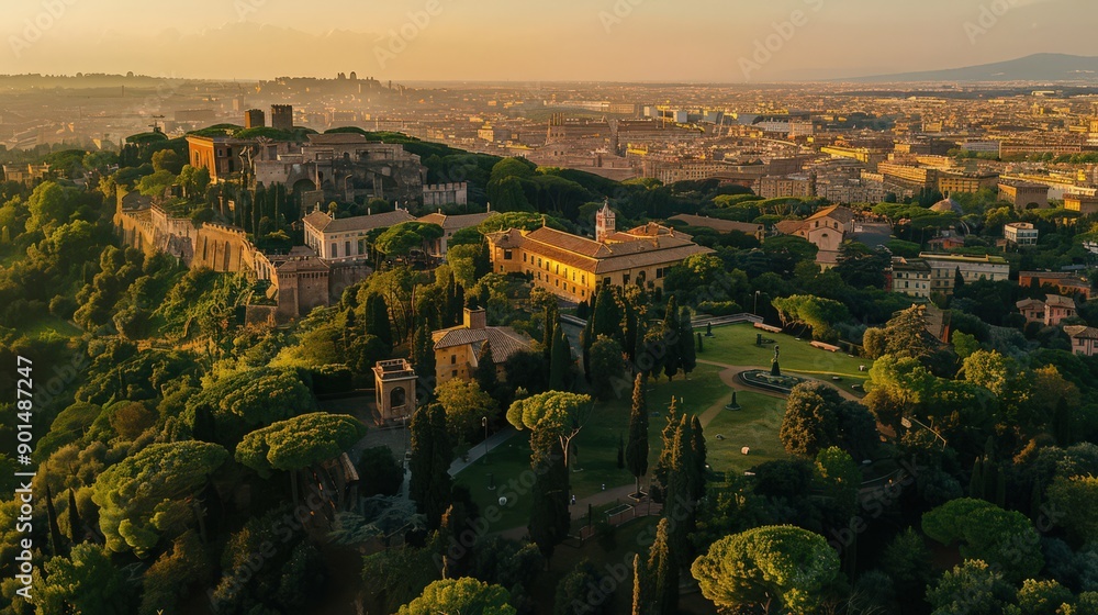 Showcase the Janiculum Hill and its panoramic views of Rome, captured ...