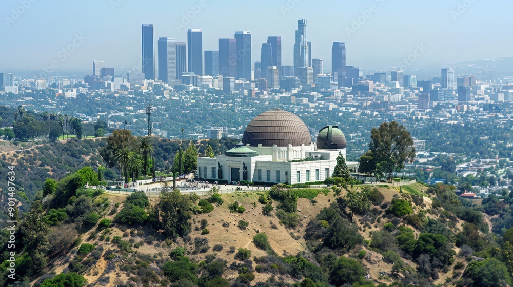 Showcase the Los Angeles skyline from the vantage point of Griffith ...