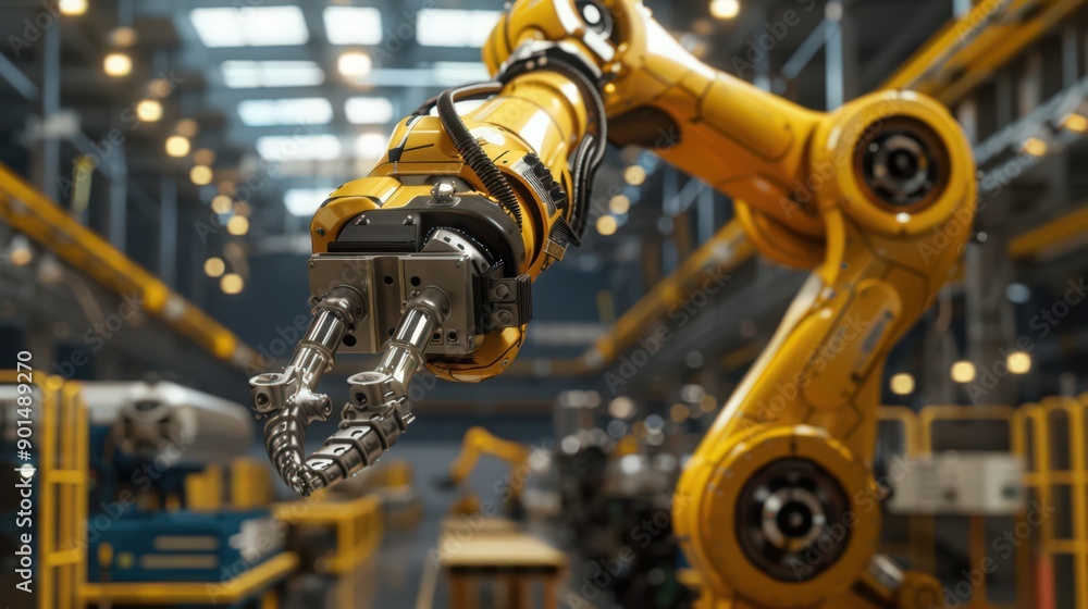 Showcase the role of robots in a factory producing aerospace components ...