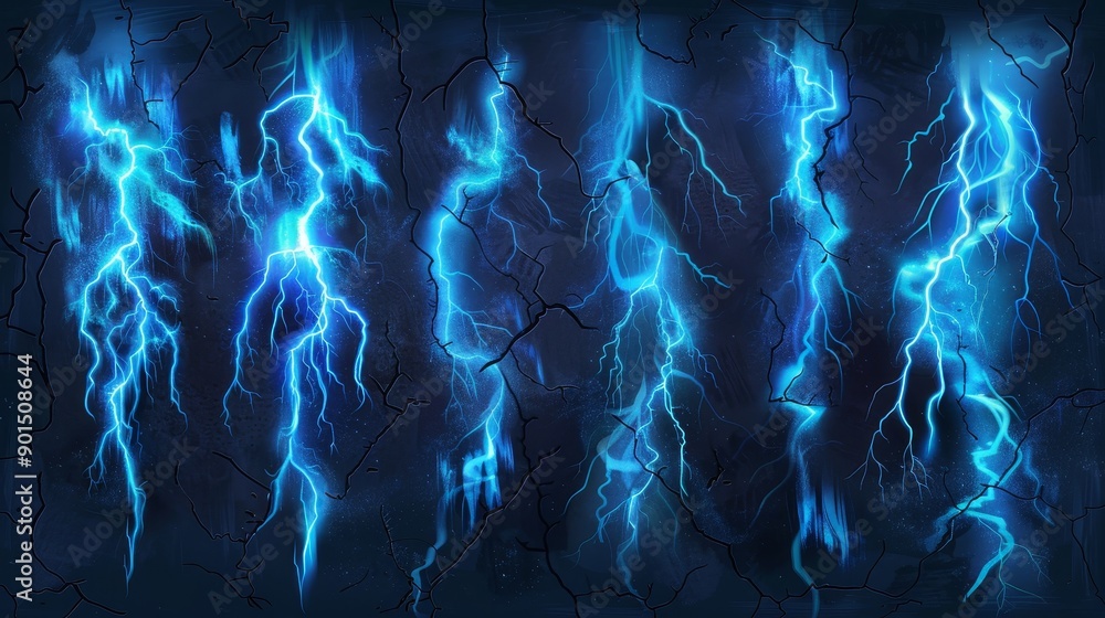 Lightning animation. Modern illustration set of animated frames showing ...