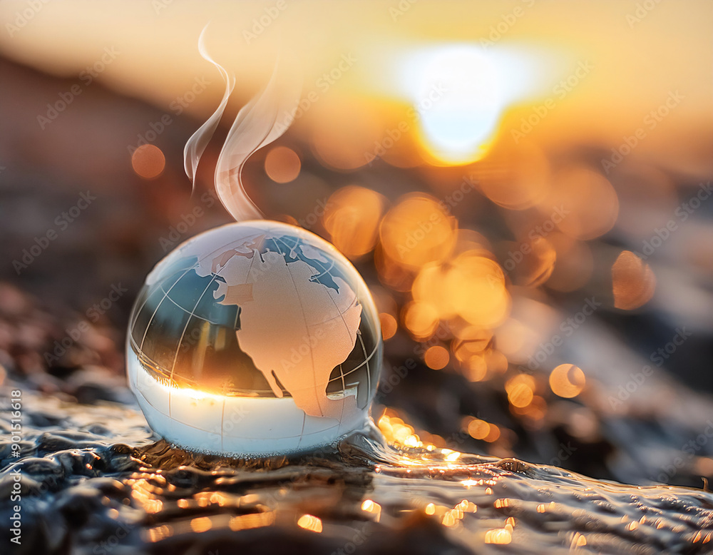 Global warming and climate change, featuring symbols like a melting ...