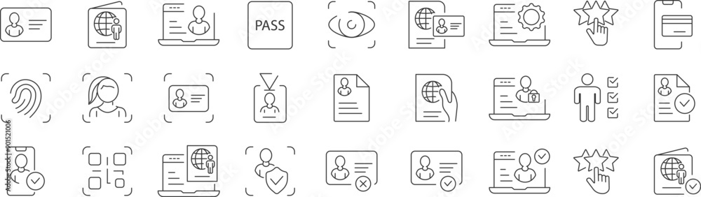 Verification and authorization symbols. Set of simple icons in ...