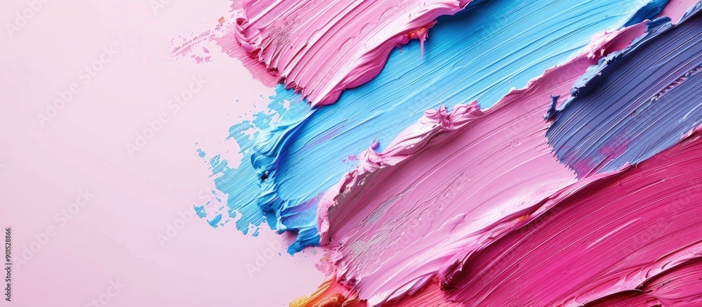 Top view of a creative brushstroke design on a pastel background with ...