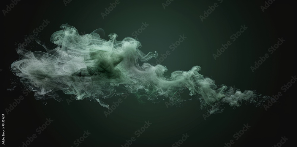 Modern realistic illustration of big emerald smelling gas clouds or ...