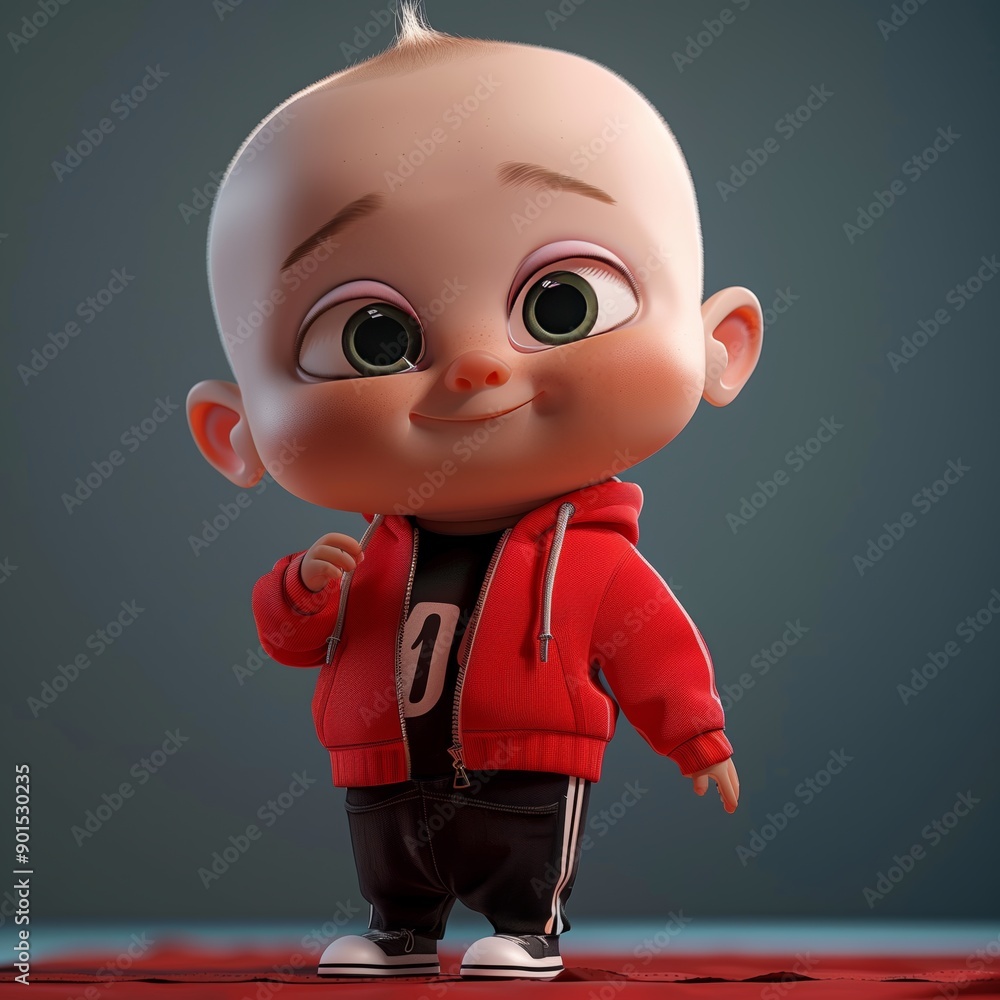 Cute cool boss baby kid toddler in suit with big eyes 3d cartoon ...