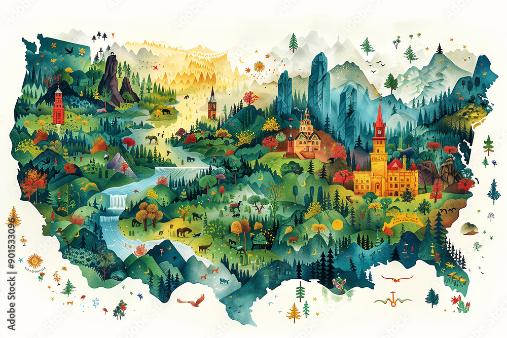 a state map showing areas prone to natural disasters. Detail flood ...