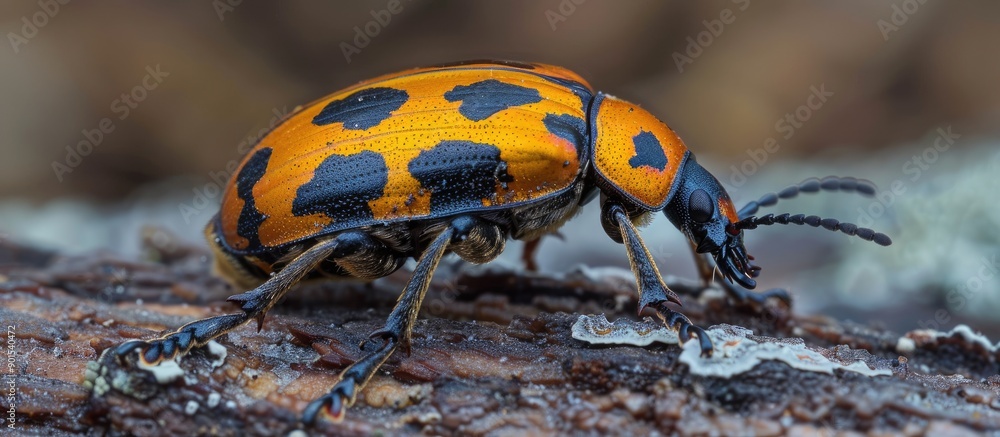 Megalodacne fasciata, a pleasing fungus beetle, is a nocturnal insect ...