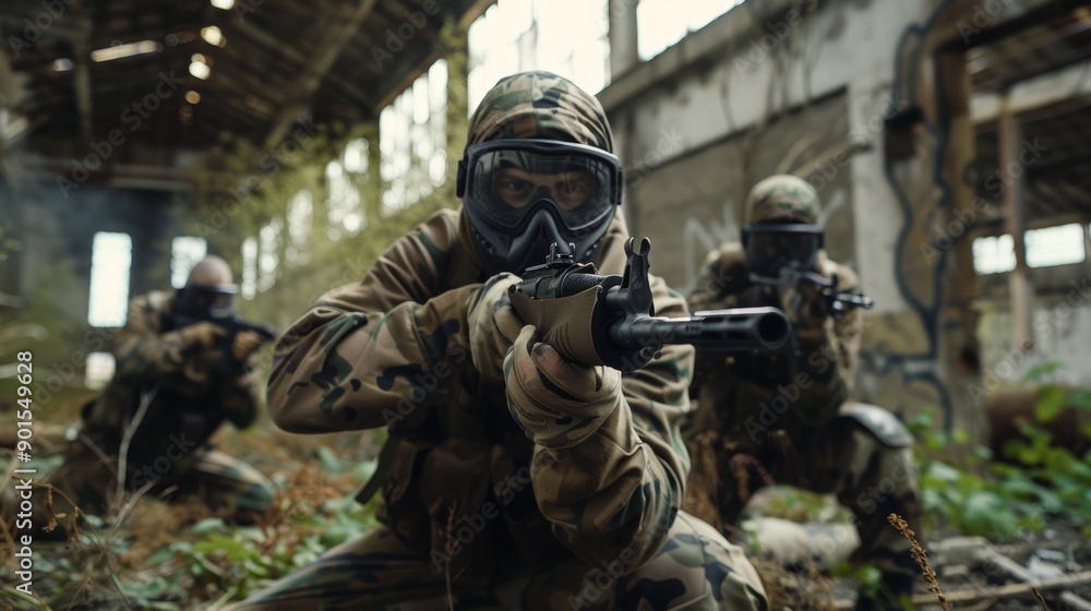 Teamwork, shooting, and war game performance with eyesight, mask, or ...