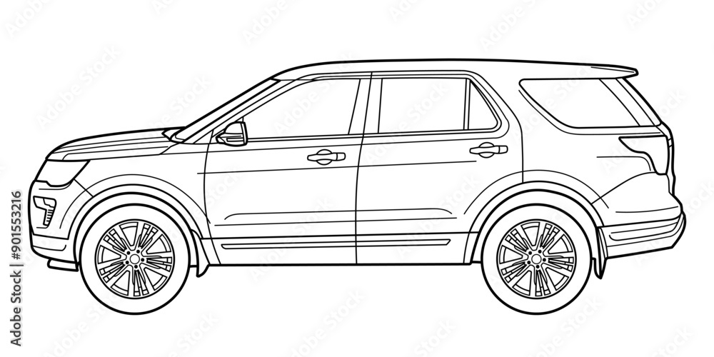 Ivano-Frankivsk, Ukraine - 28 June 2024: Outline drawing of a Ford ...