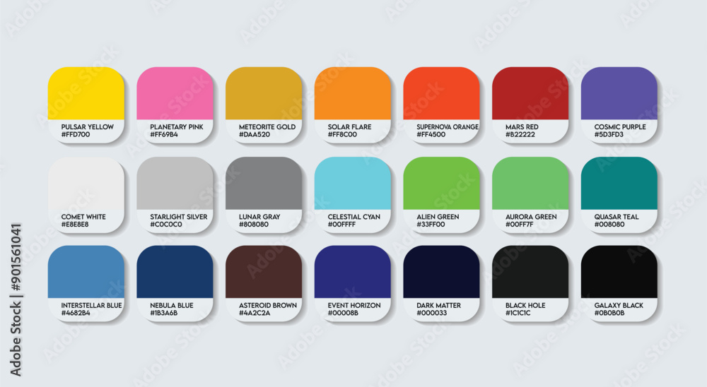 Space Color Palette, Space Color Guide Palette with Color Names ...